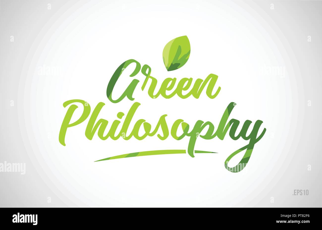 green philosophy green leaf word on white background suitable for card ...