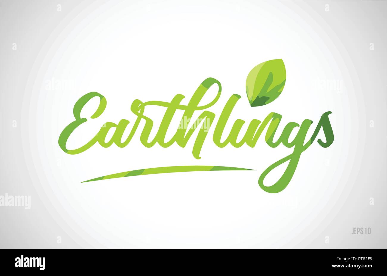 earthlings green leaf word on white background suitable for card icon ...