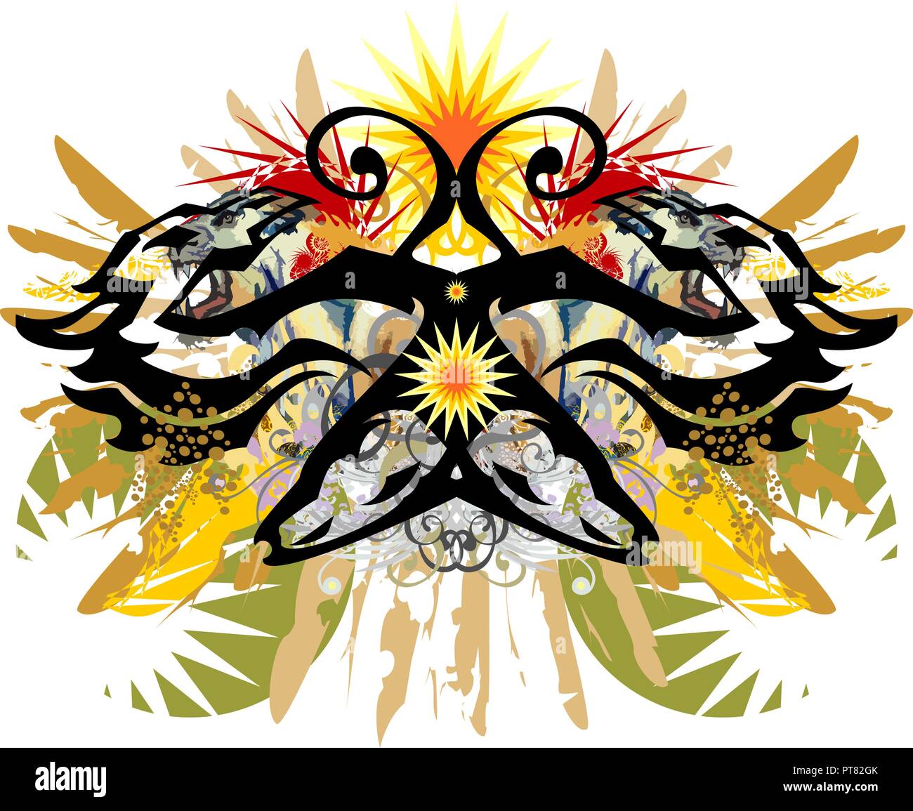 African motives ethnic butterfly splashes. Unusual abstract butterfly ...