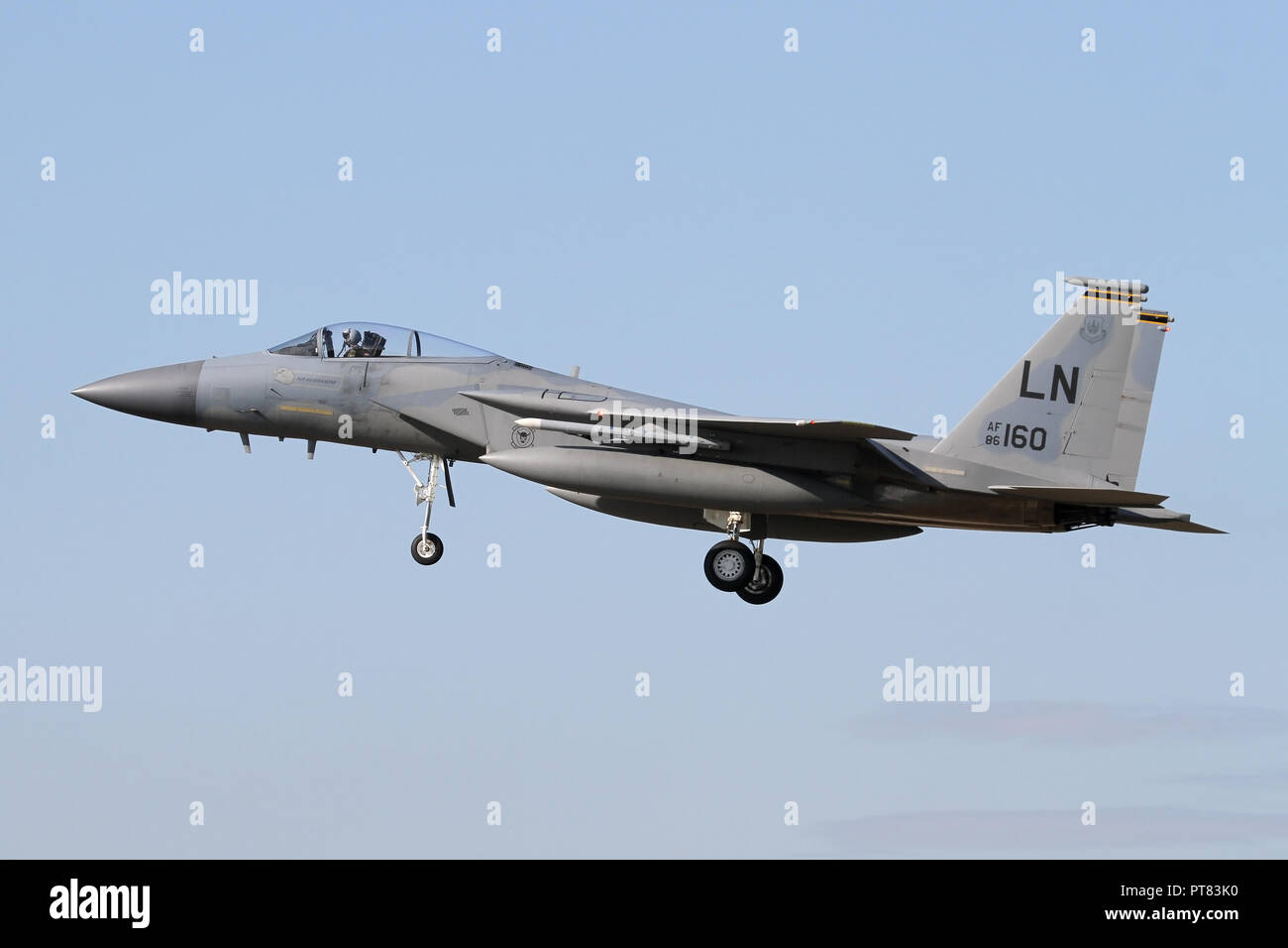 493rd Fighter Squadron F-15C on final approach to it's home base at RAF ...