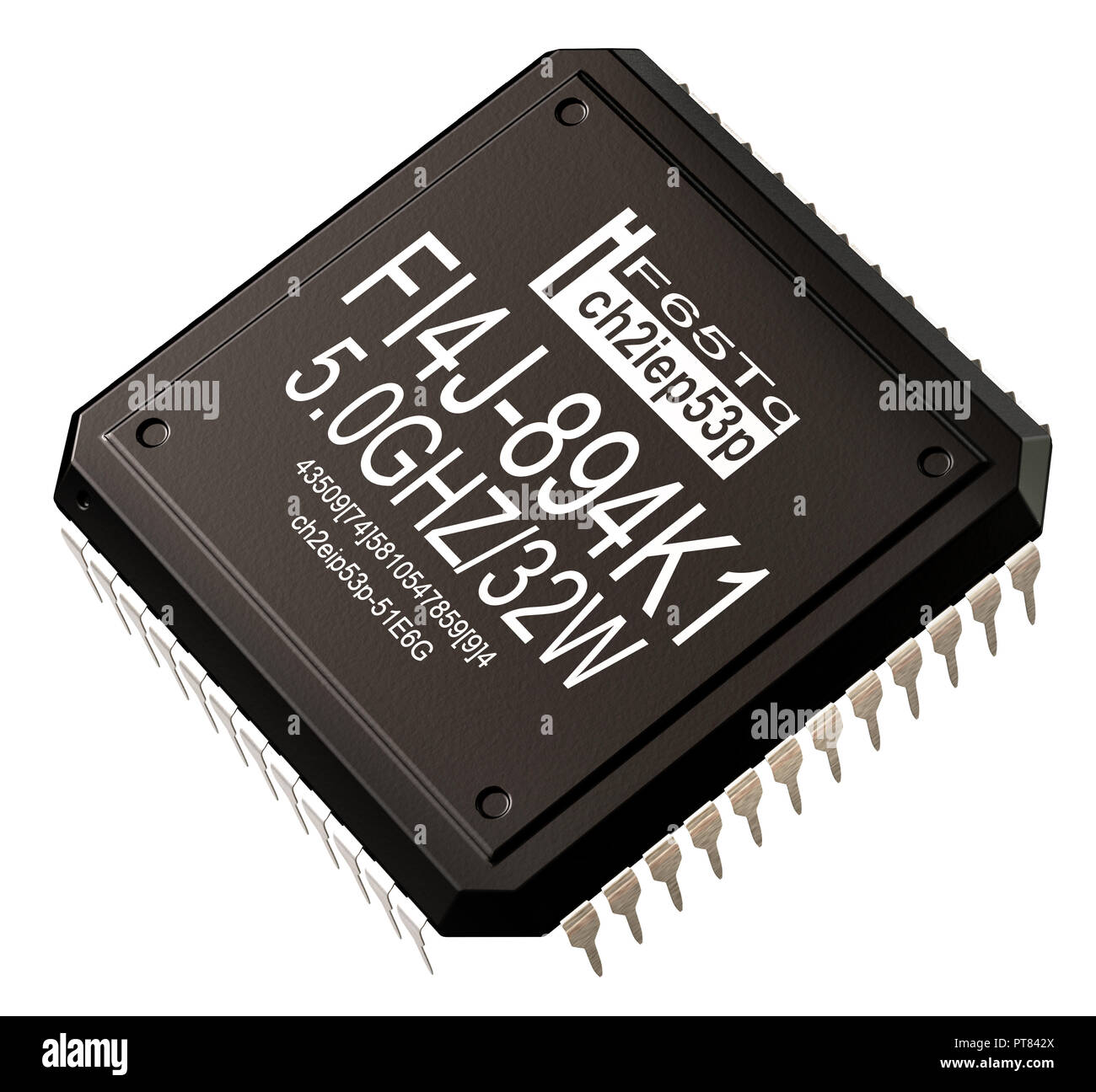Integrated circuit of digital computer parts. Micro chip artificial ...