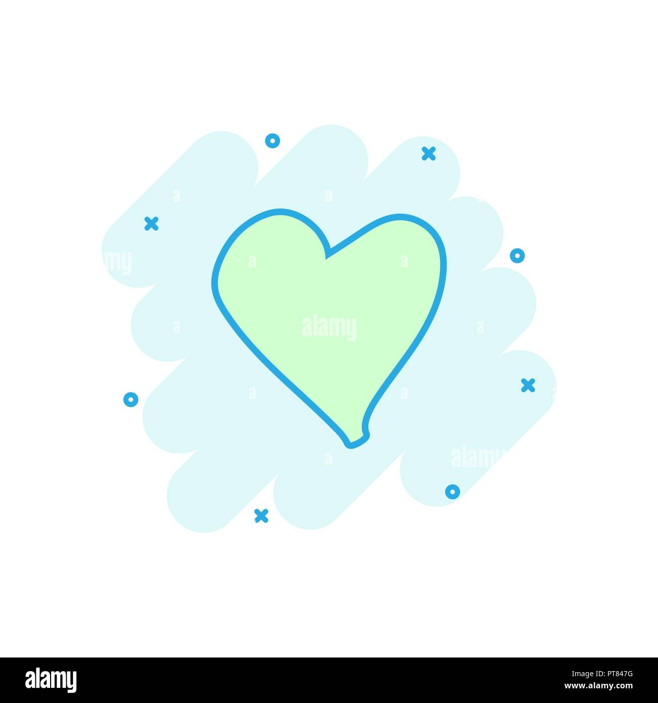 Cartoon colored heart icon in comic style. Love hand drawn illustration ...