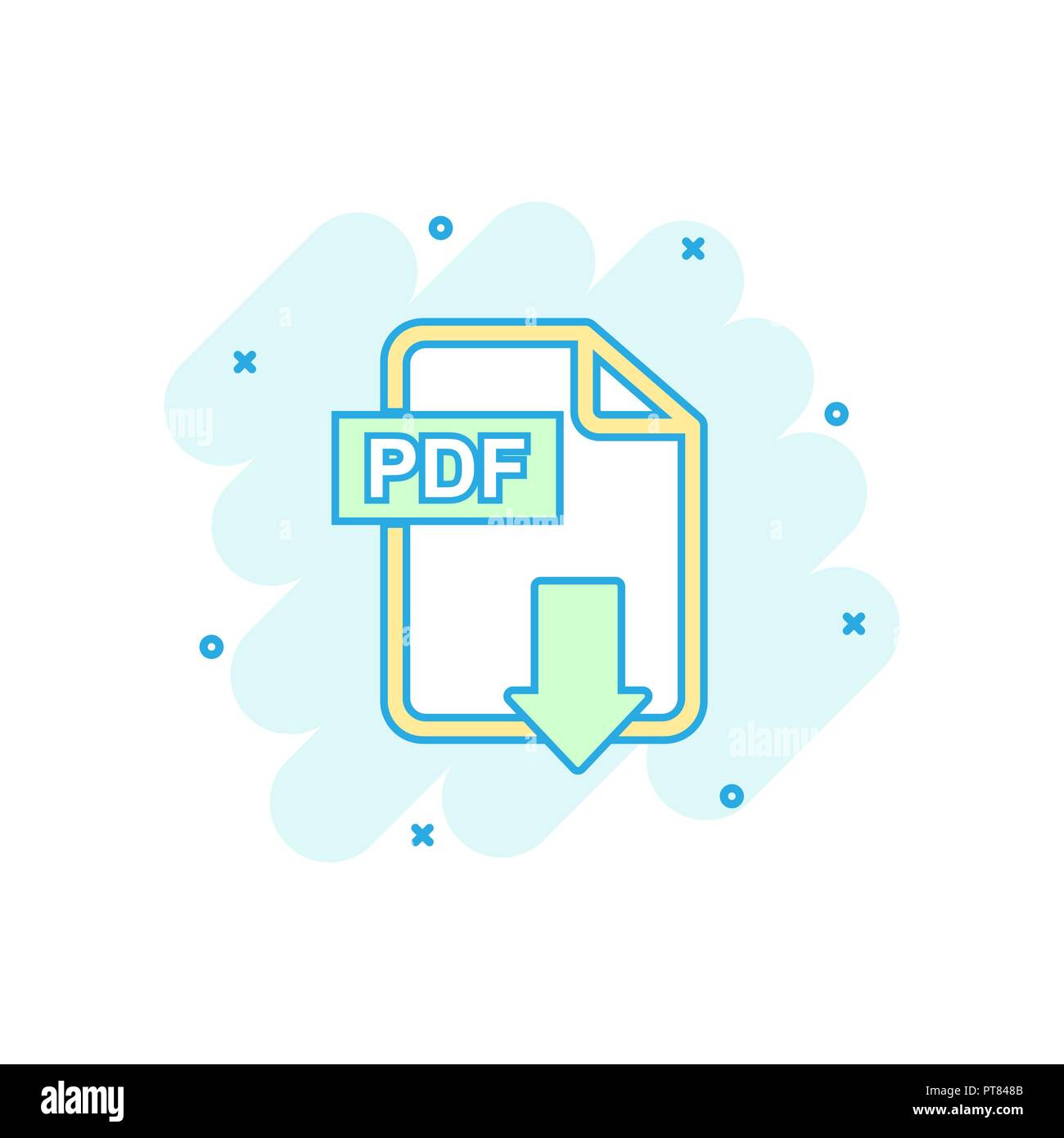 Cartoon colored PDF download icon in comic style. PDF illustration ... Cartoon colored PDF download icon in comic style. PDF illustration ...