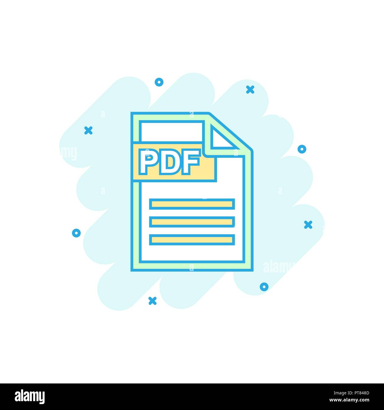 Cartoon colored PDF download icon in comic style. PDF illustration ...