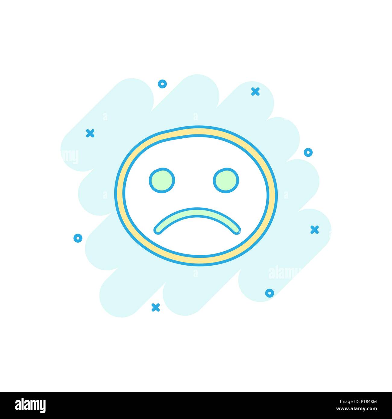 Cartoon colored hand drawn smiley face icon in comic style. Smile ...