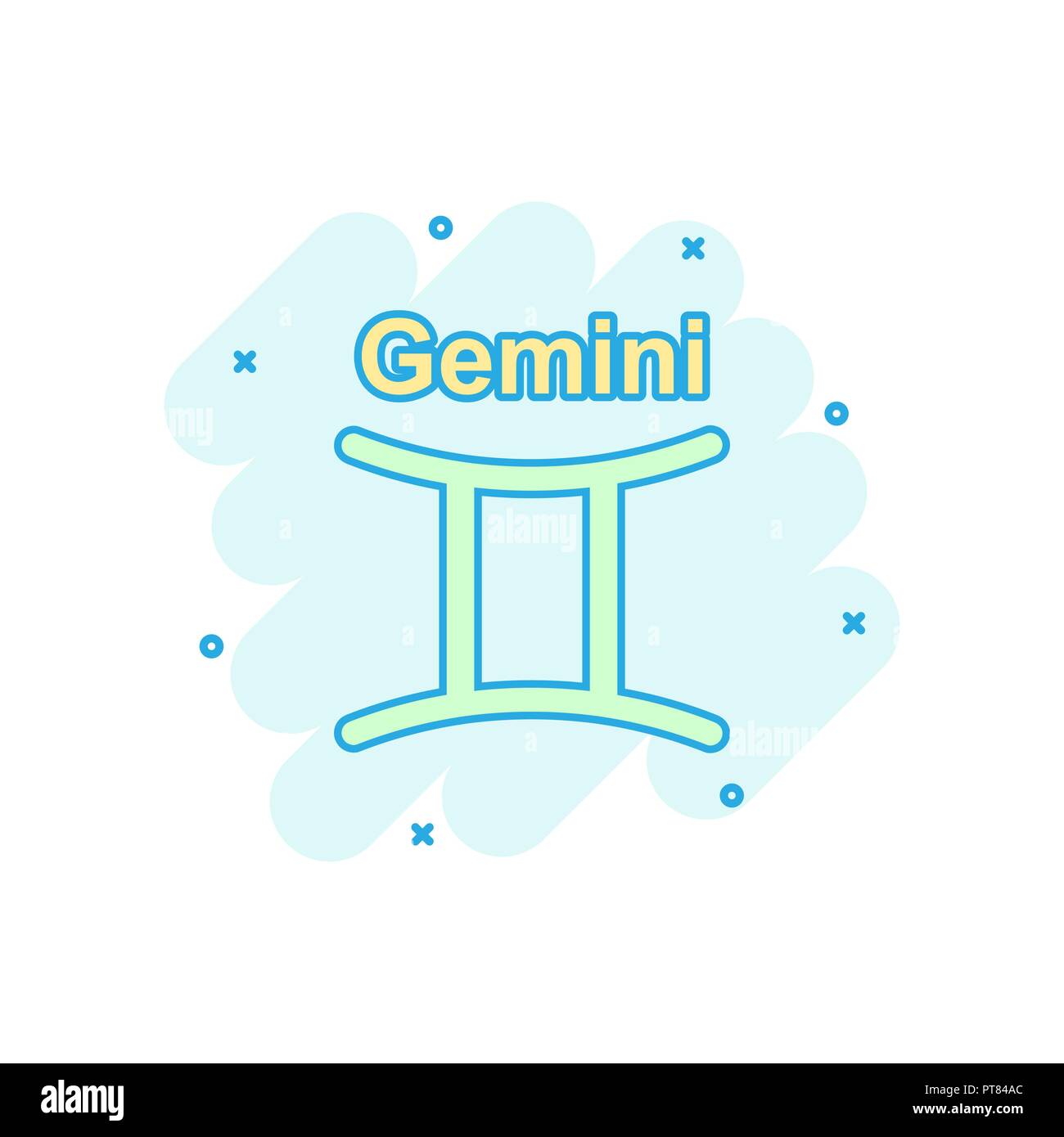 Vector cartoon gemini zodiac icon in comic style. Astrology sign ...