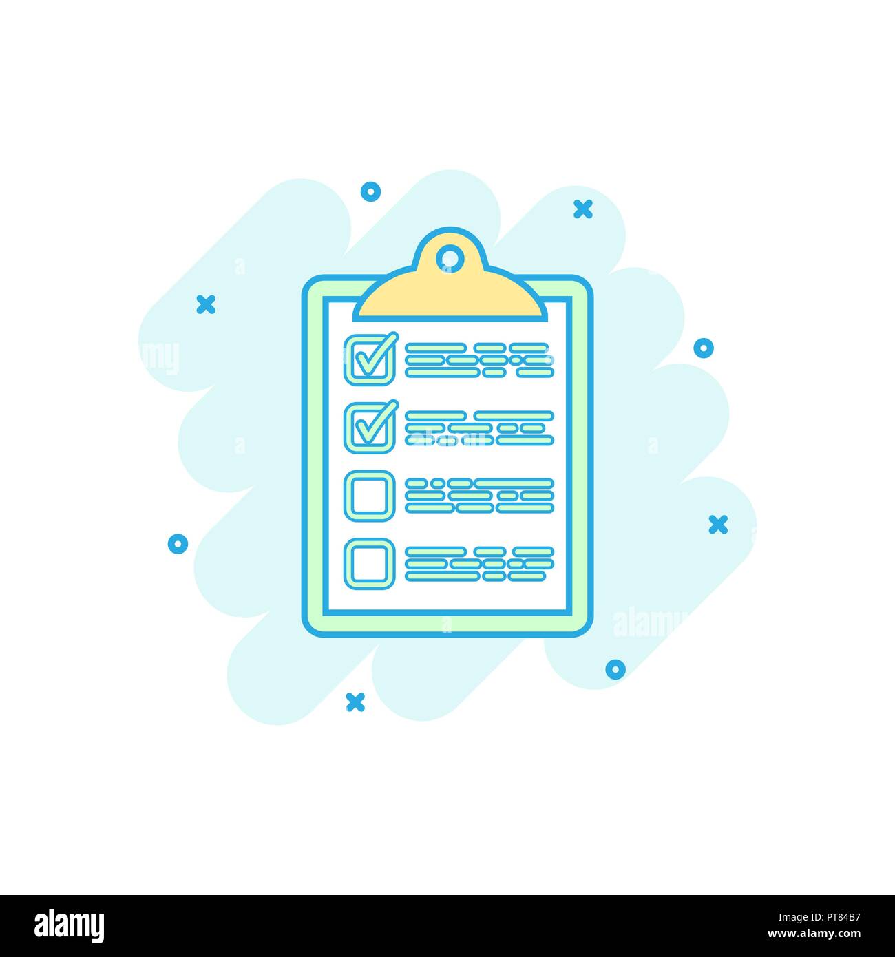 Vector cartoon to do list icon in comic style. Checklist, task list ...