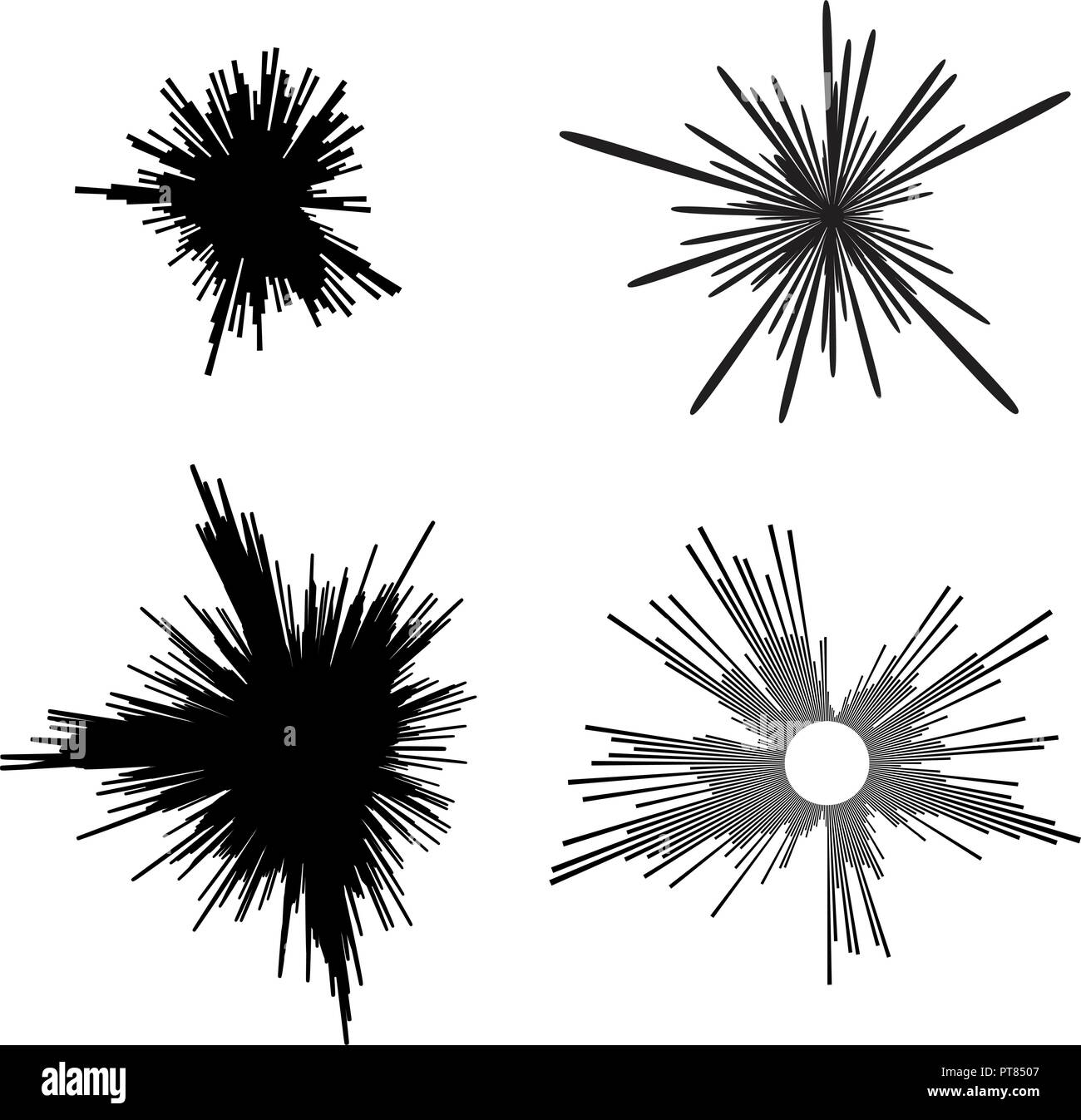 vector abstract radial line burst. black explosion isolated on white ...