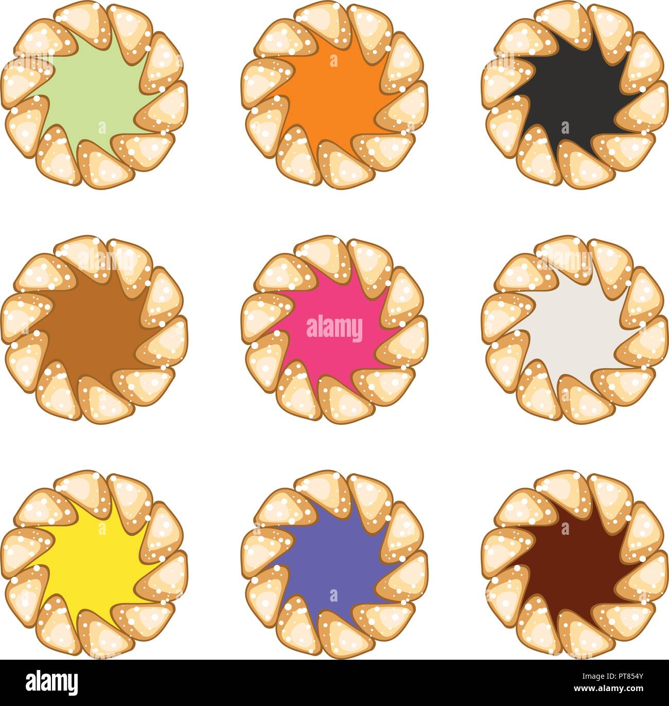 vector jam and chocolate pie set. fruit tart with tasty berry jam ...