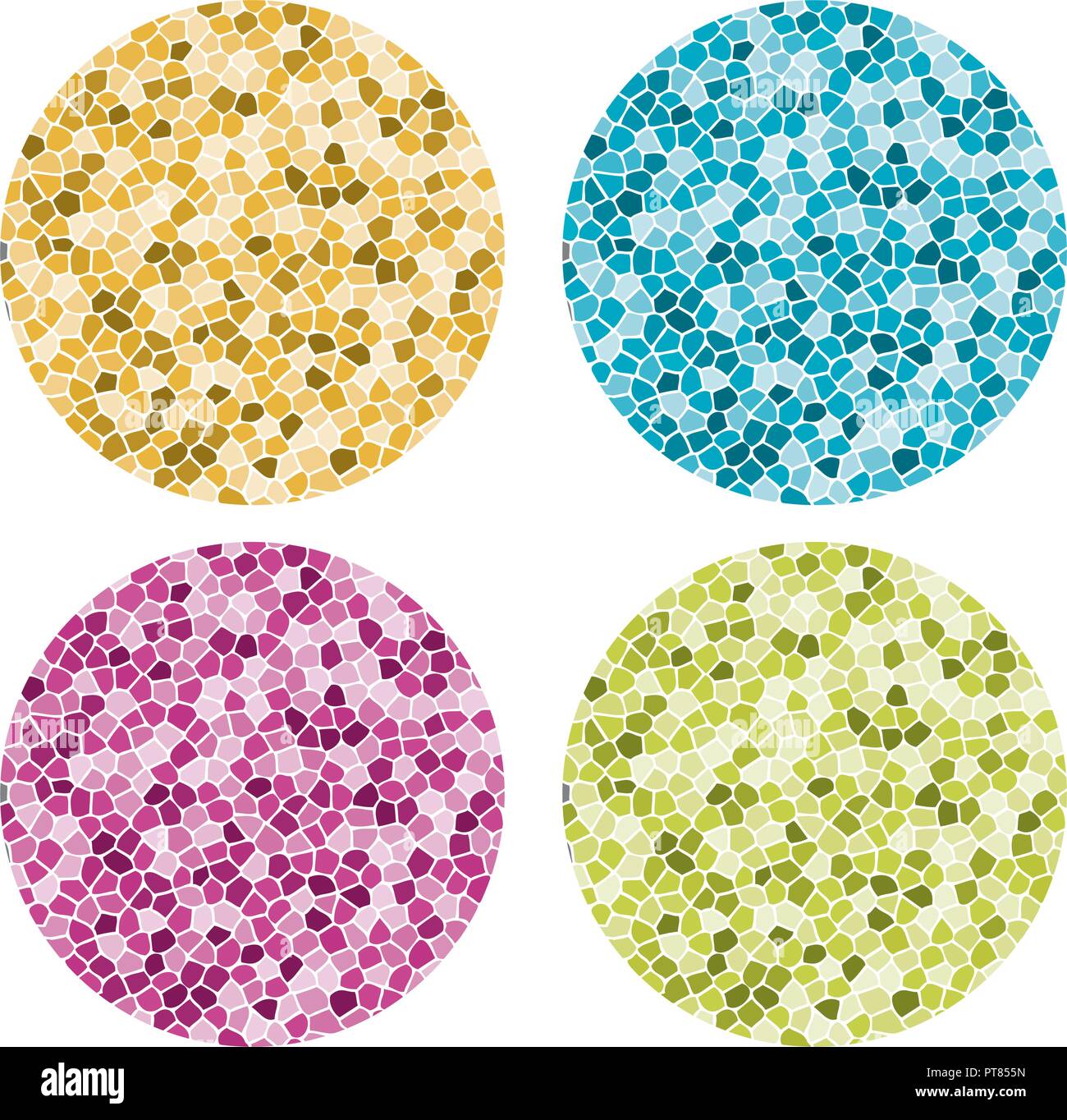 Vector Set Of Abstract Colorful Mosaic Round Patterns Colorful Stone Mosaic Collection Isolated