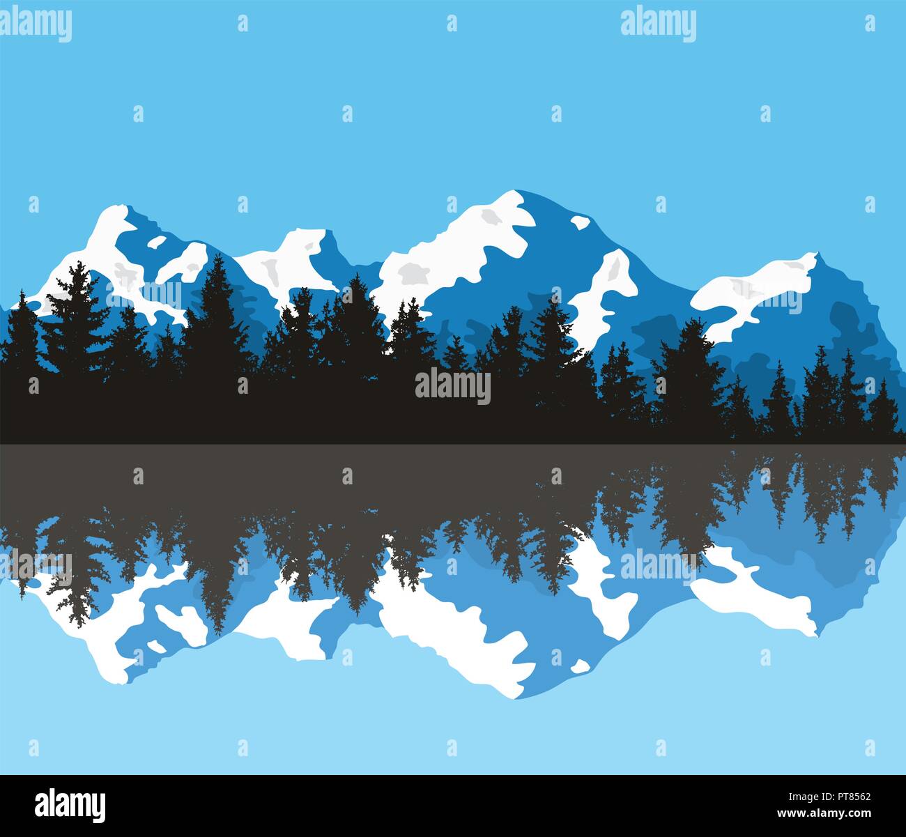 Pine trees foggy mountain Stock Vector Images - Alamy