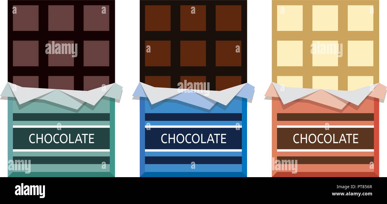 vector collection of opened dark chocolate, milk chocolate and white ...