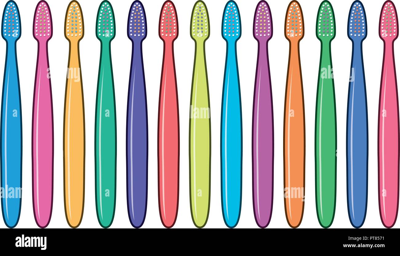 vector set of colorful toothbrushes isolated on white background. tooth ...