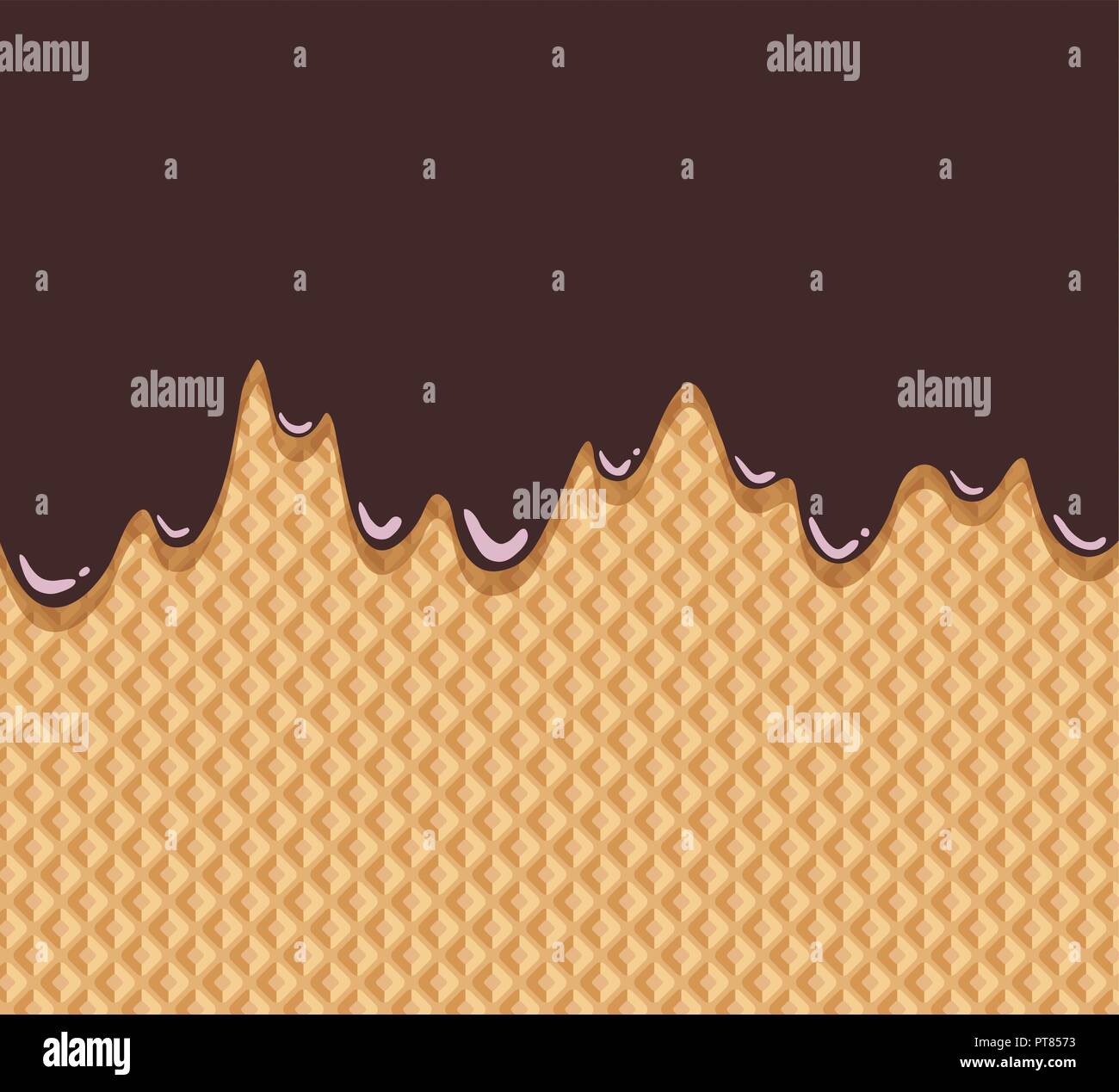vector wafer and melting chocolate background. waffle texture pattern. crispy wafer eps10 ...