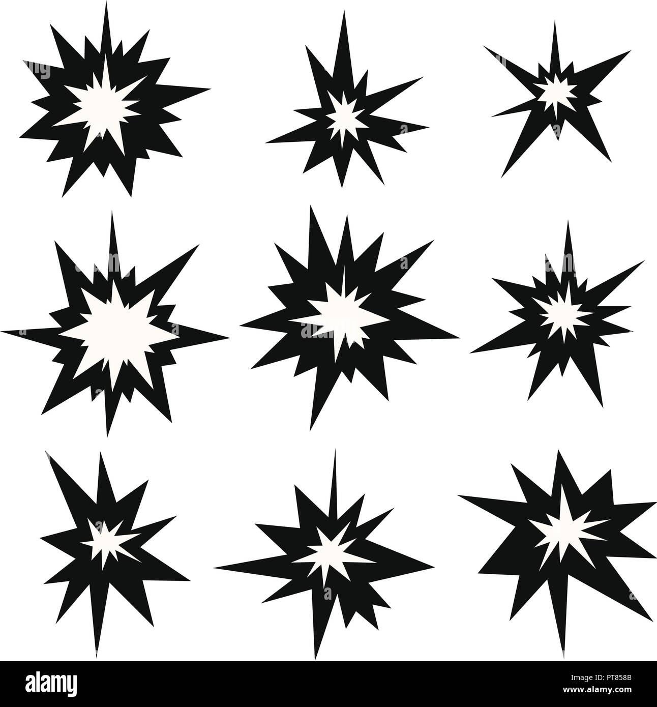 vector collection of explosion icons. dynamite or bomb blast effect ...