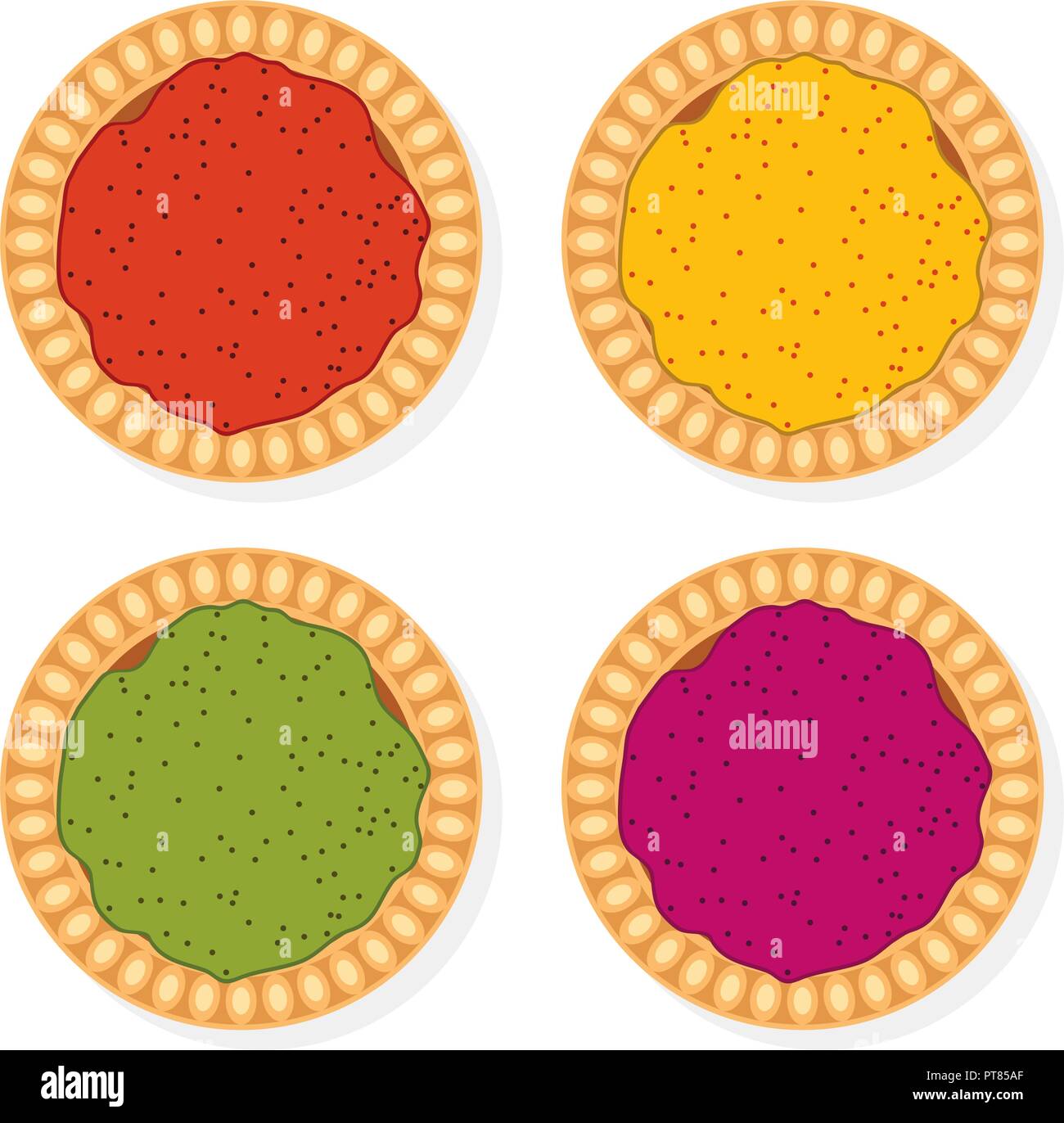 vector jam pie set. fruit tart with tasty berry jam filling isolated on ...