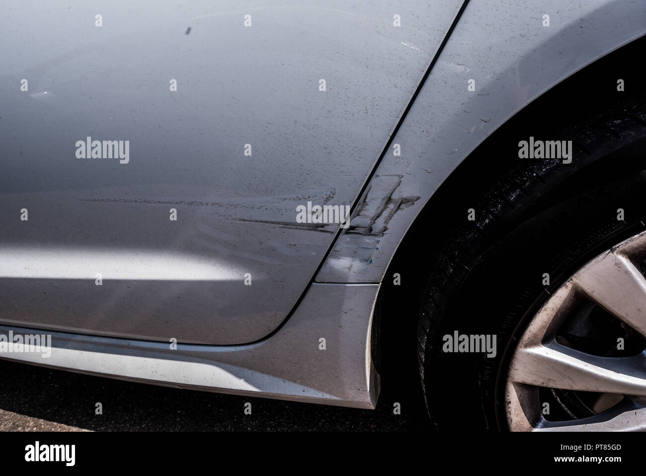 Car Crash and Car Damage. Close up Details Stock Photo - Alamy