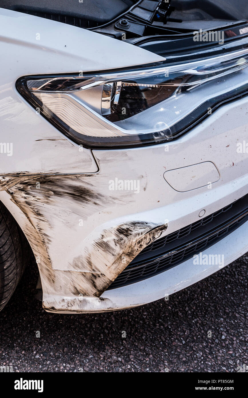 Car Crash and Car Damage. Close up Details Stock Photo - Alamy