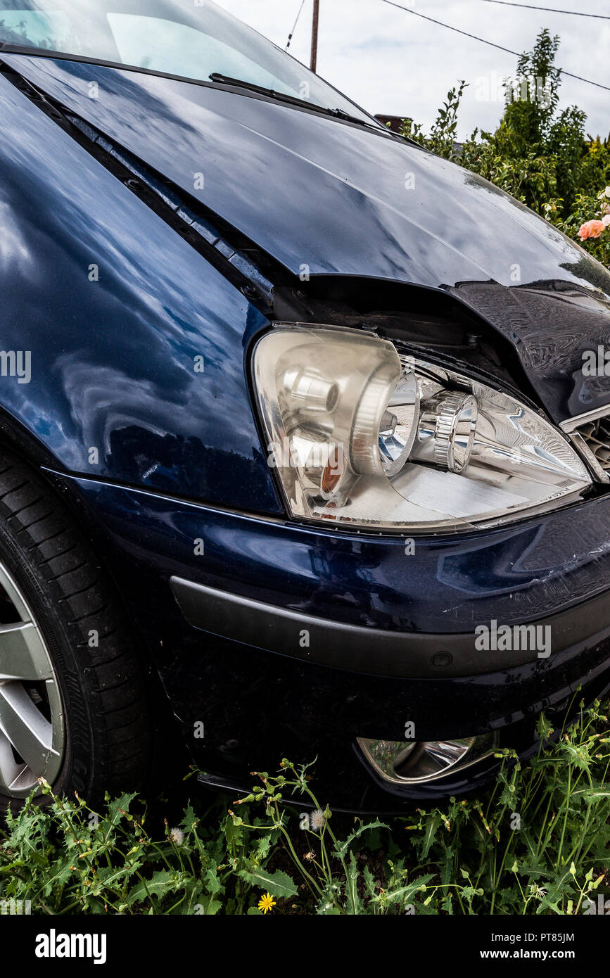 Car Crash and Car Damage. Close up Details Stock Photo - Alamy
