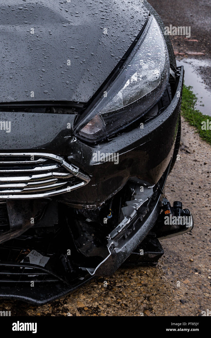 Car Crash and Car Damage. Close up Details Stock Photo - Alamy