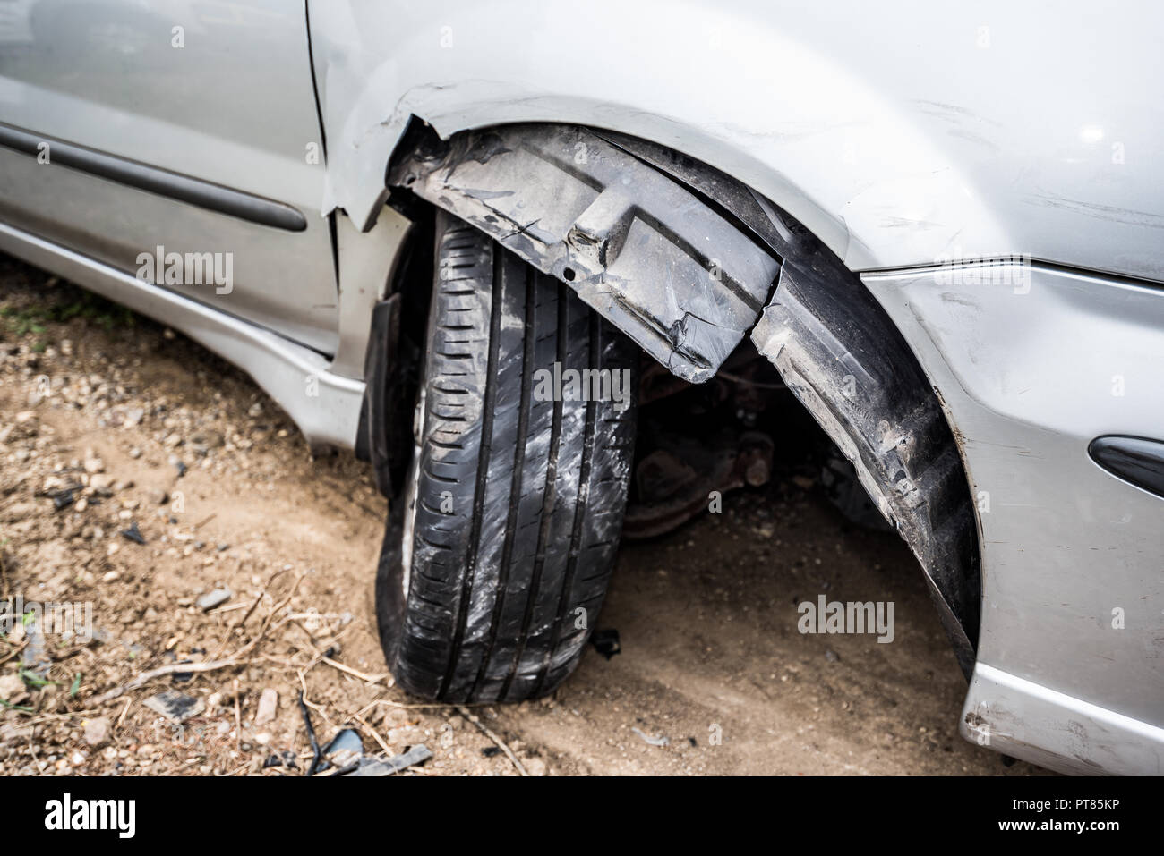 Car Crash and Car Damage. Close up Details Stock Photo - Alamy