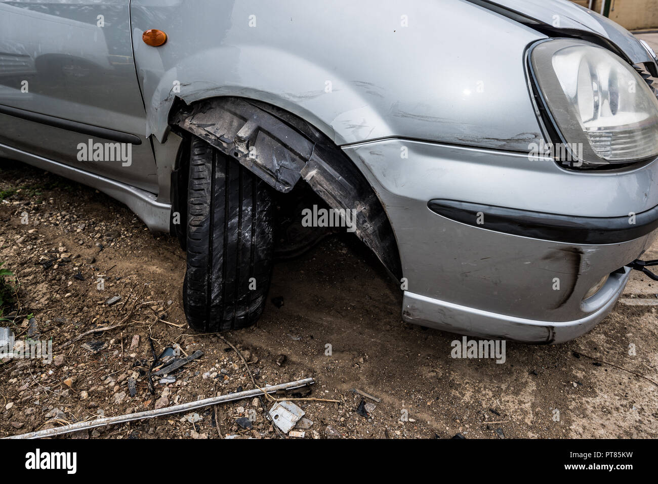 Car Crash and Car Damage. Close up Details Stock Photo - Alamy