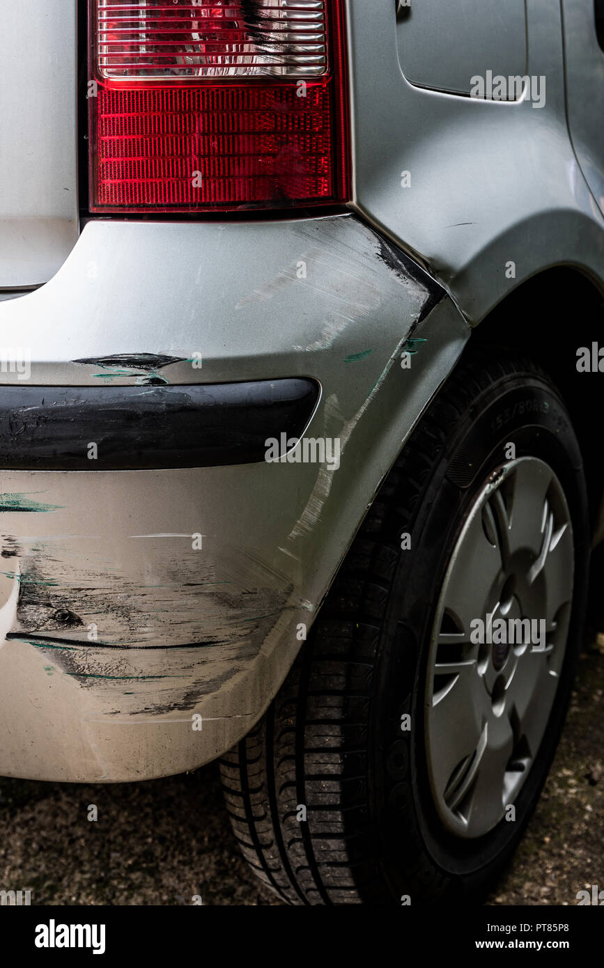 Car Crash and Car Damage. Close up Details Stock Photo - Alamy