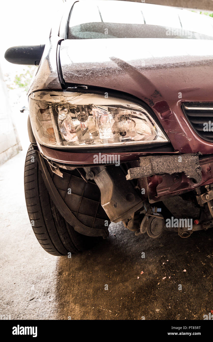 Car Crash and Car Damage. Close up Details Stock Photo - Alamy