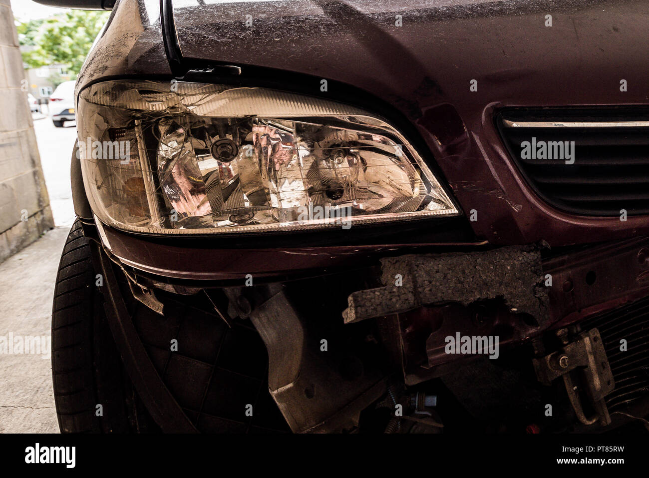 Car Crash and Car Damage. Close up Details Stock Photo - Alamy