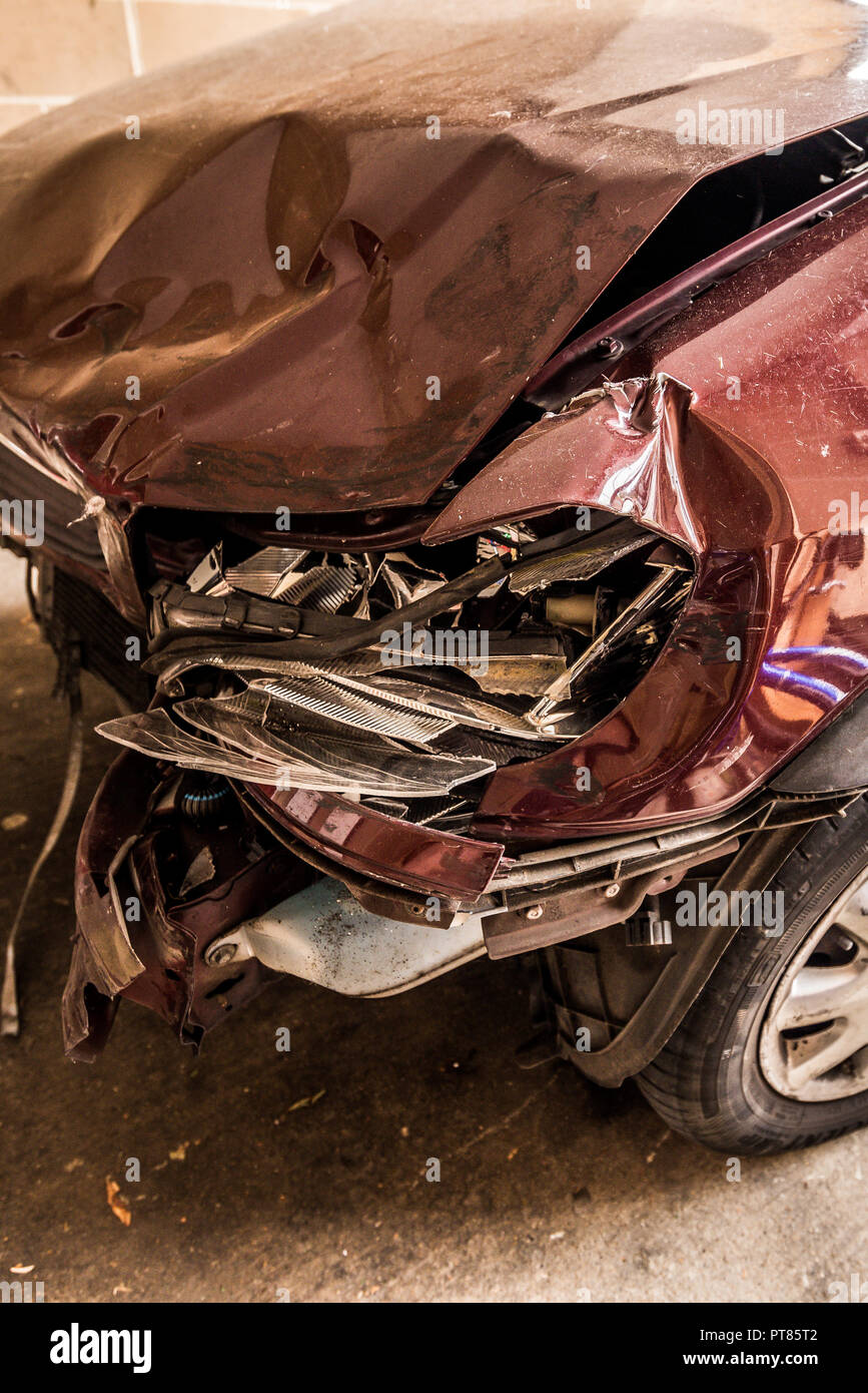 Car Crash and Car Damage. Close up Details Stock Photo - Alamy