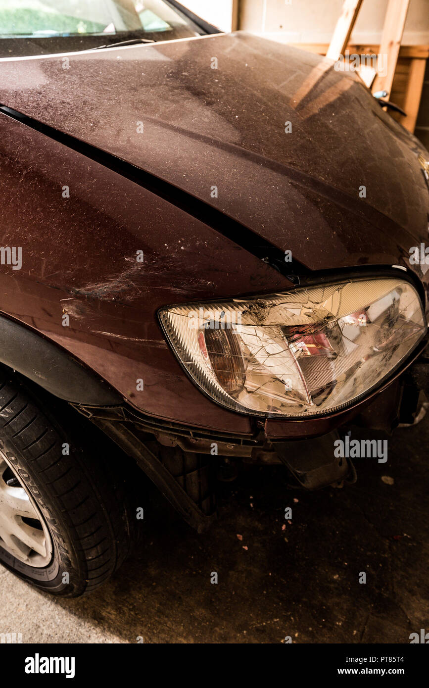 Car Crash and Car Damage. Close up Details Stock Photo - Alamy