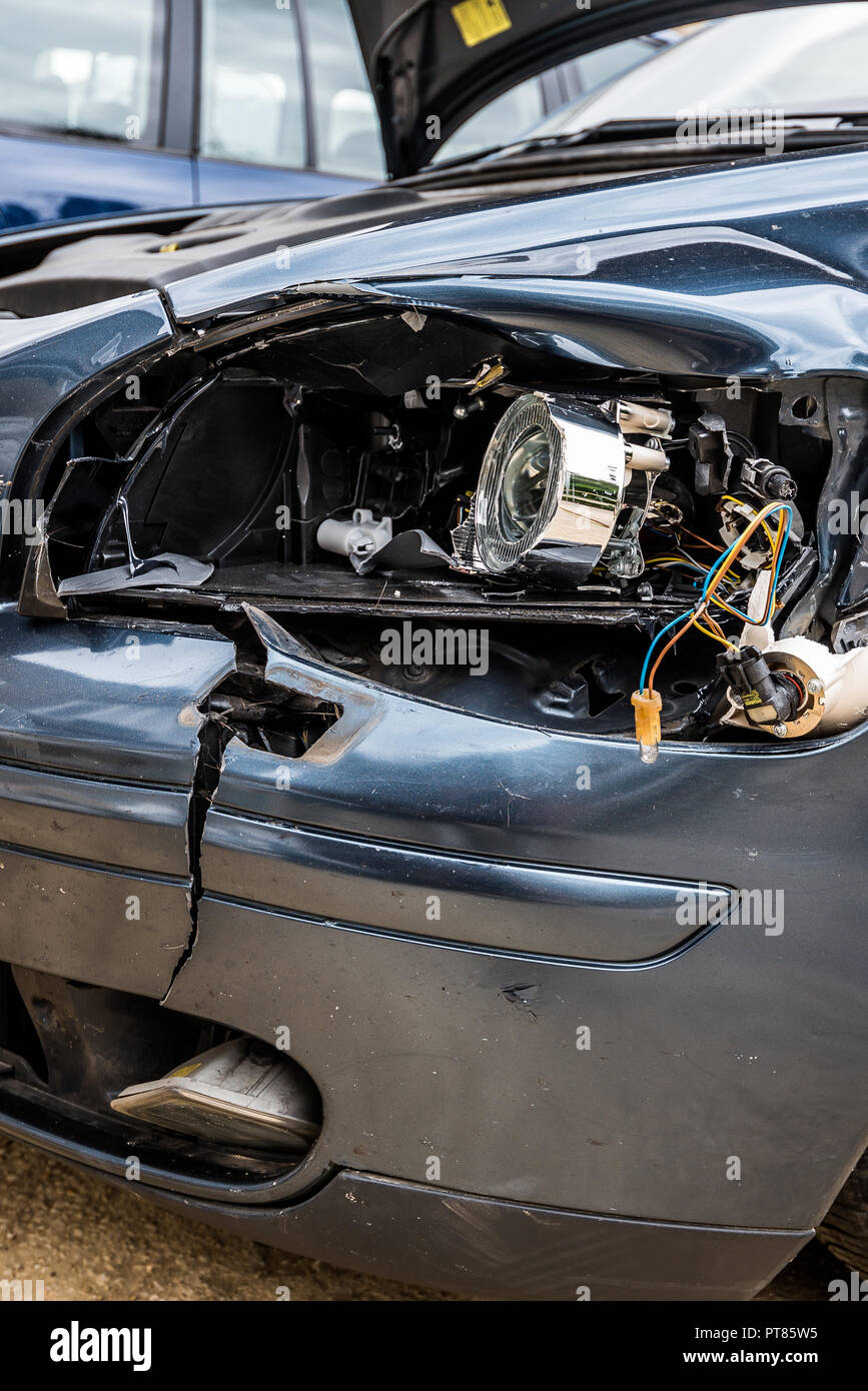 Car Crash and Car Damage. Close up Details Stock Photo - Alamy