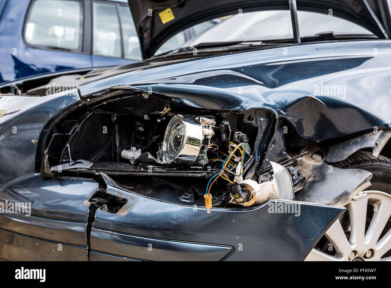 Car Crash and Car Damage. Close up Details Stock Photo - Alamy