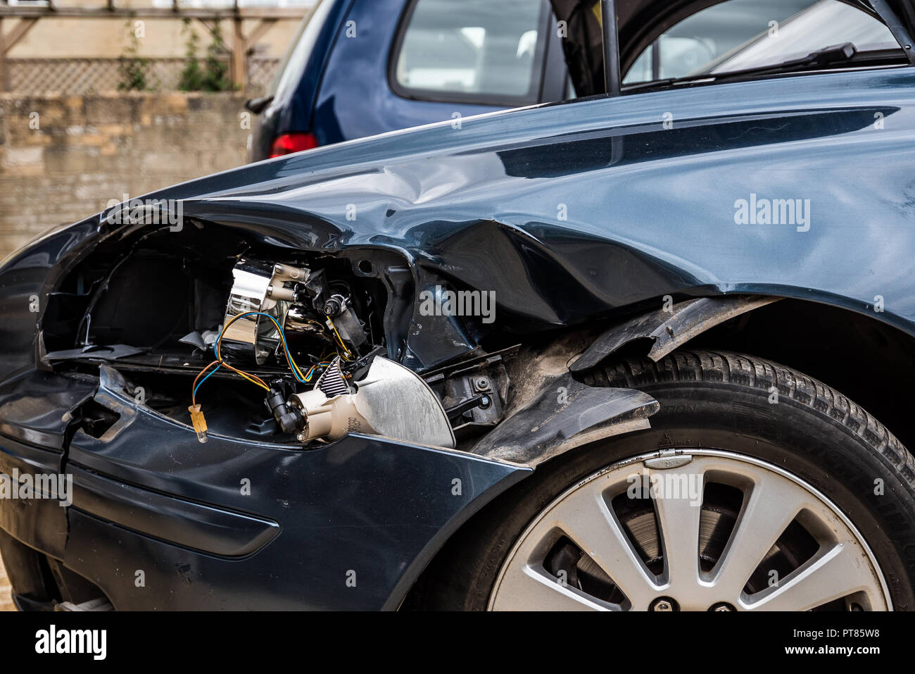 Car Crash and Car Damage. Close up Details Stock Photo - Alamy