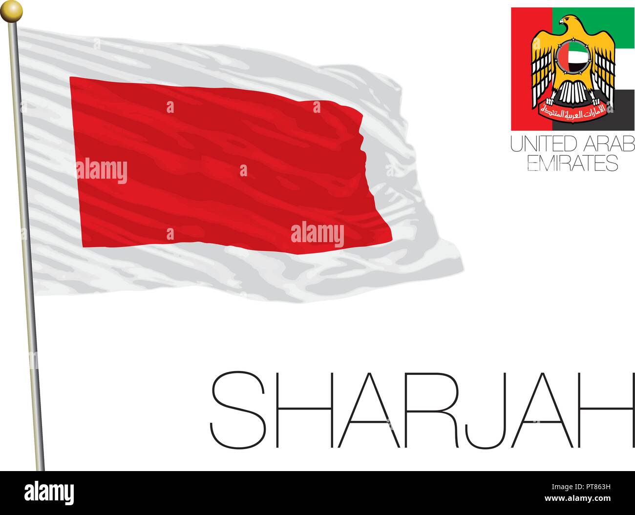 Sharjah, United Arab Emirates official and regional flags, vector ...