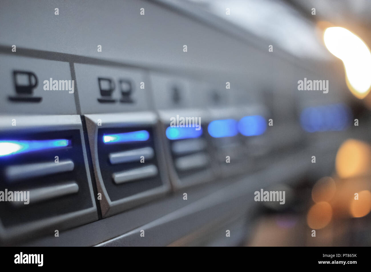 The buttons on the coffee machine Stock Photo - Alamy