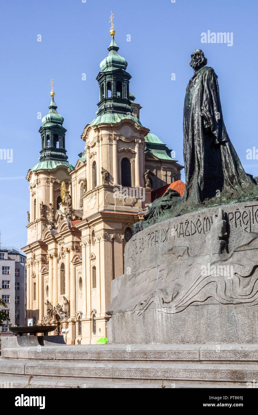 Statue of John Huss. Czech Catholic priest, church reformer, St ...