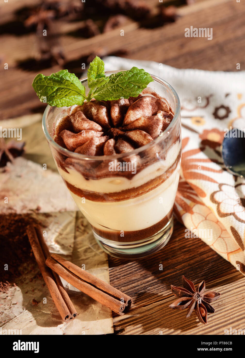 Tiramisu dessert in glass Stock Photo - Alamy