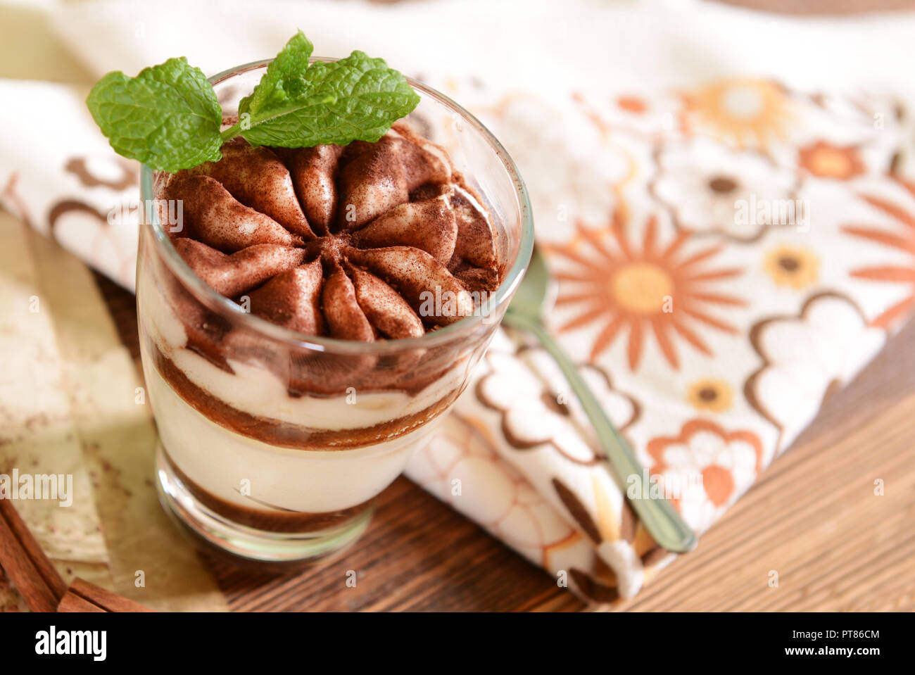 Tiramisu dessert in glass Stock Photo - Alamy
