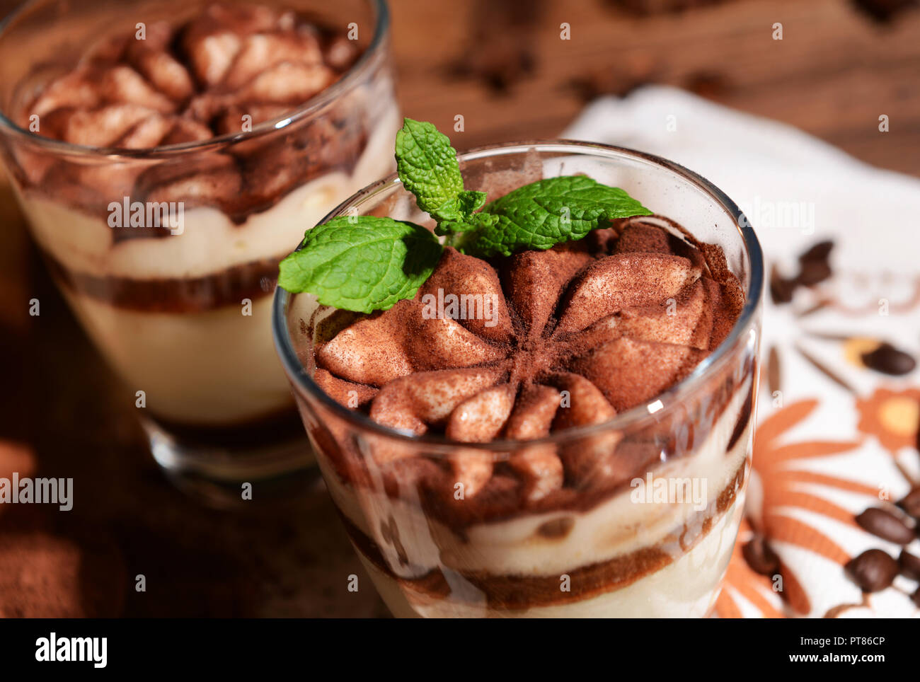 Tiramisu dessert in glass Stock Photo - Alamy