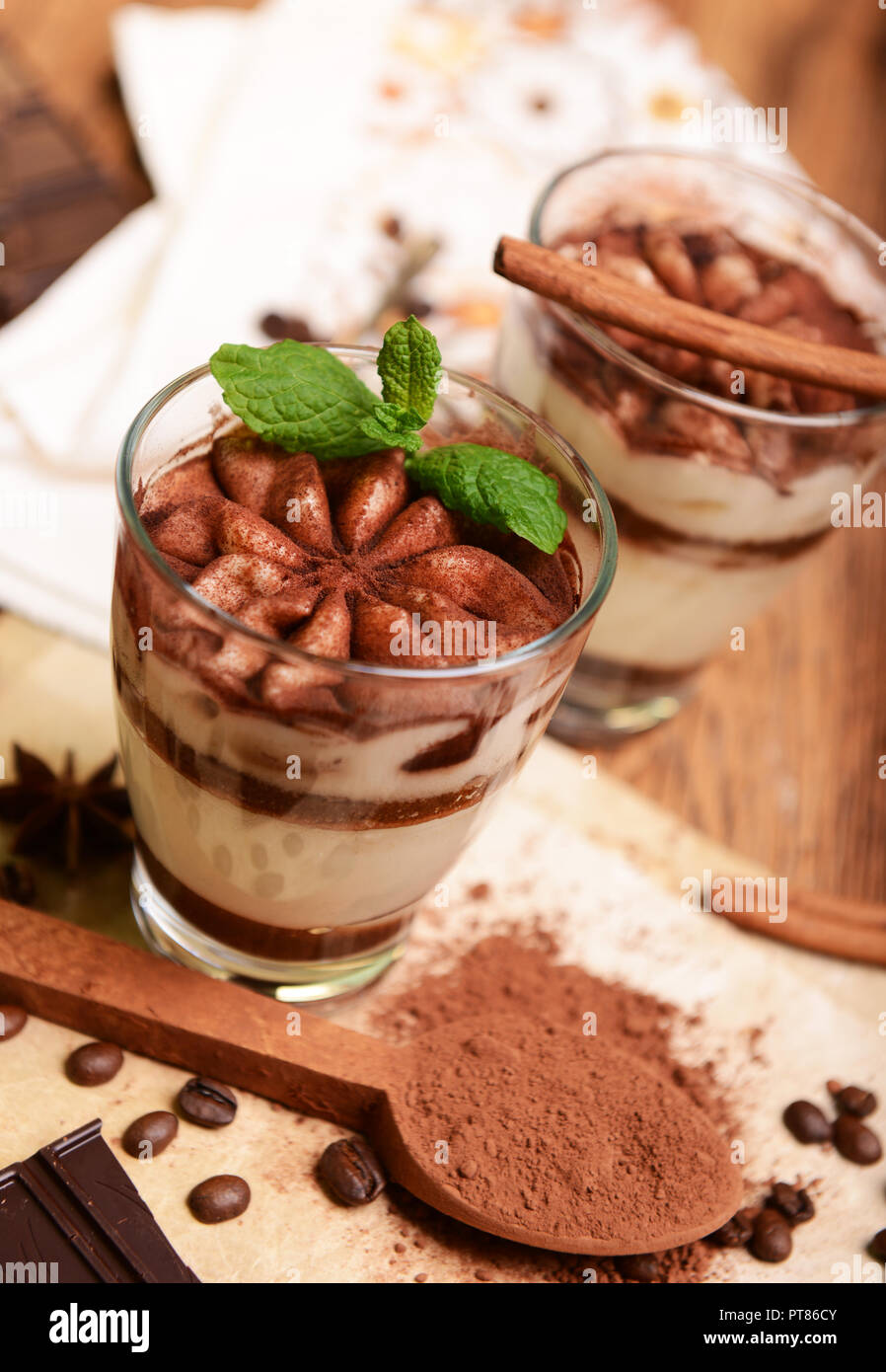 Tiramisu dessert in glass Stock Photo - Alamy