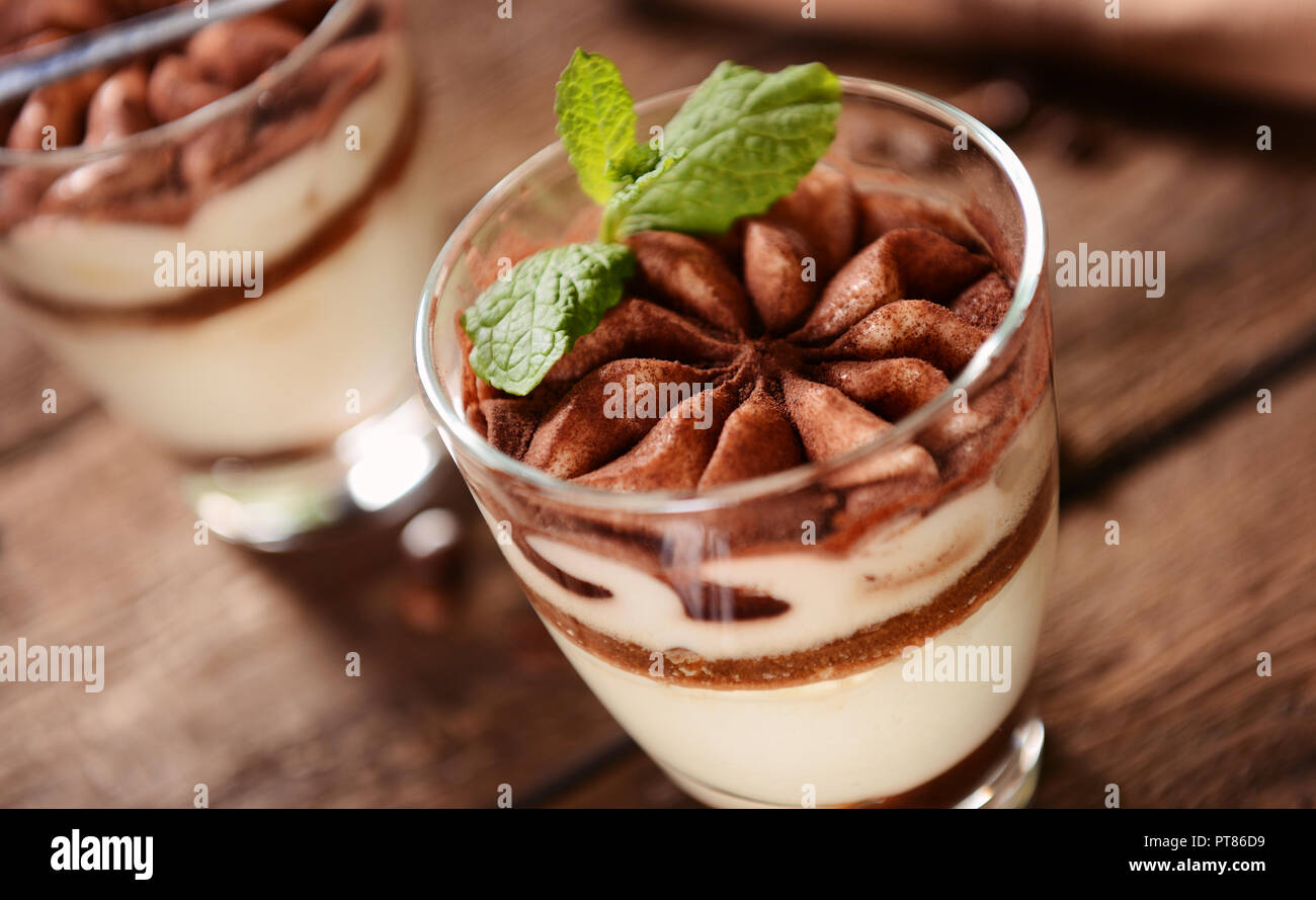 Tiramisu dessert in glass Stock Photo - Alamy