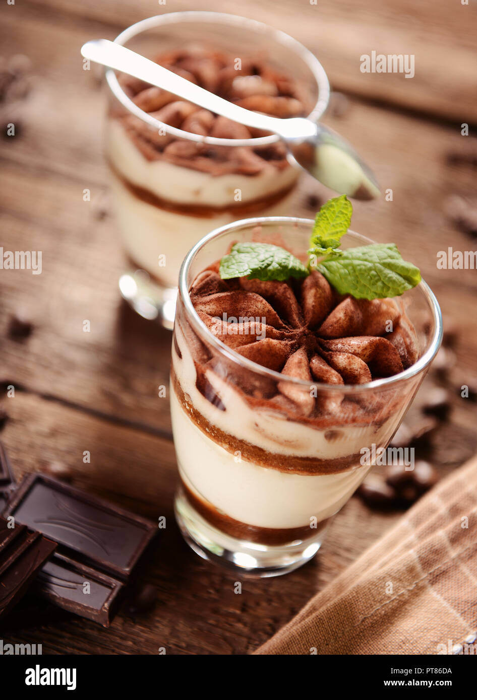 Tiramisu dessert in glass Stock Photo - Alamy