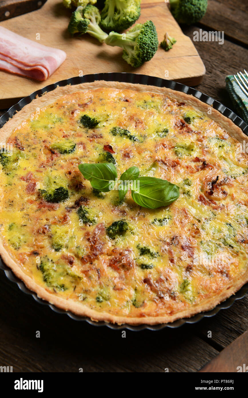 quiche with broccoli and ham Stock Photo - Alamy