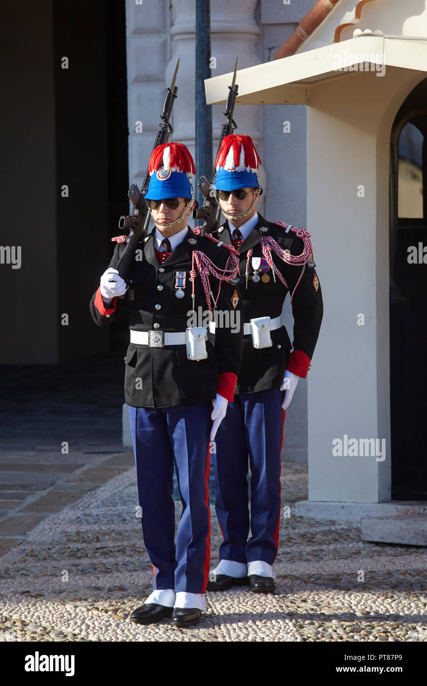 The guards of the Royal Palace, Monte Carlo, Principality of Monaco ...
