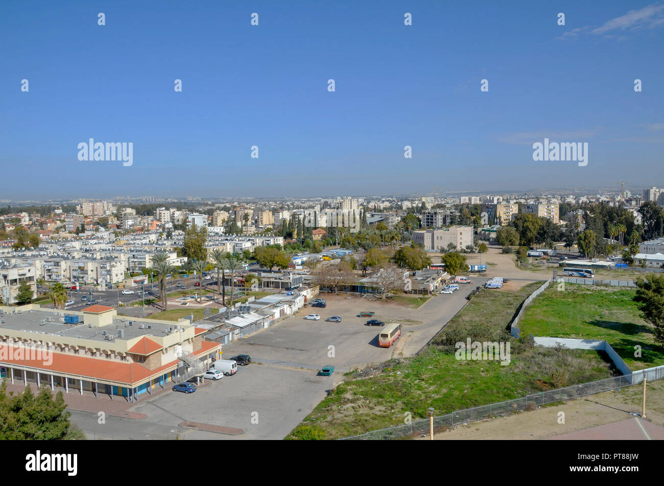 Elevated view of Ramla, Israel from the top of the white tower Stock ...
