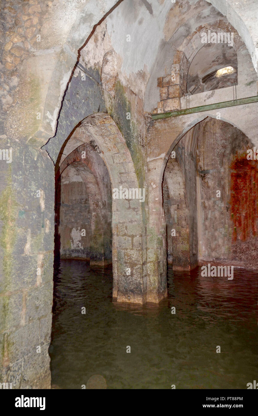 Israel, Ramla, The Pool of Arches, an underground water cistern. Also ...