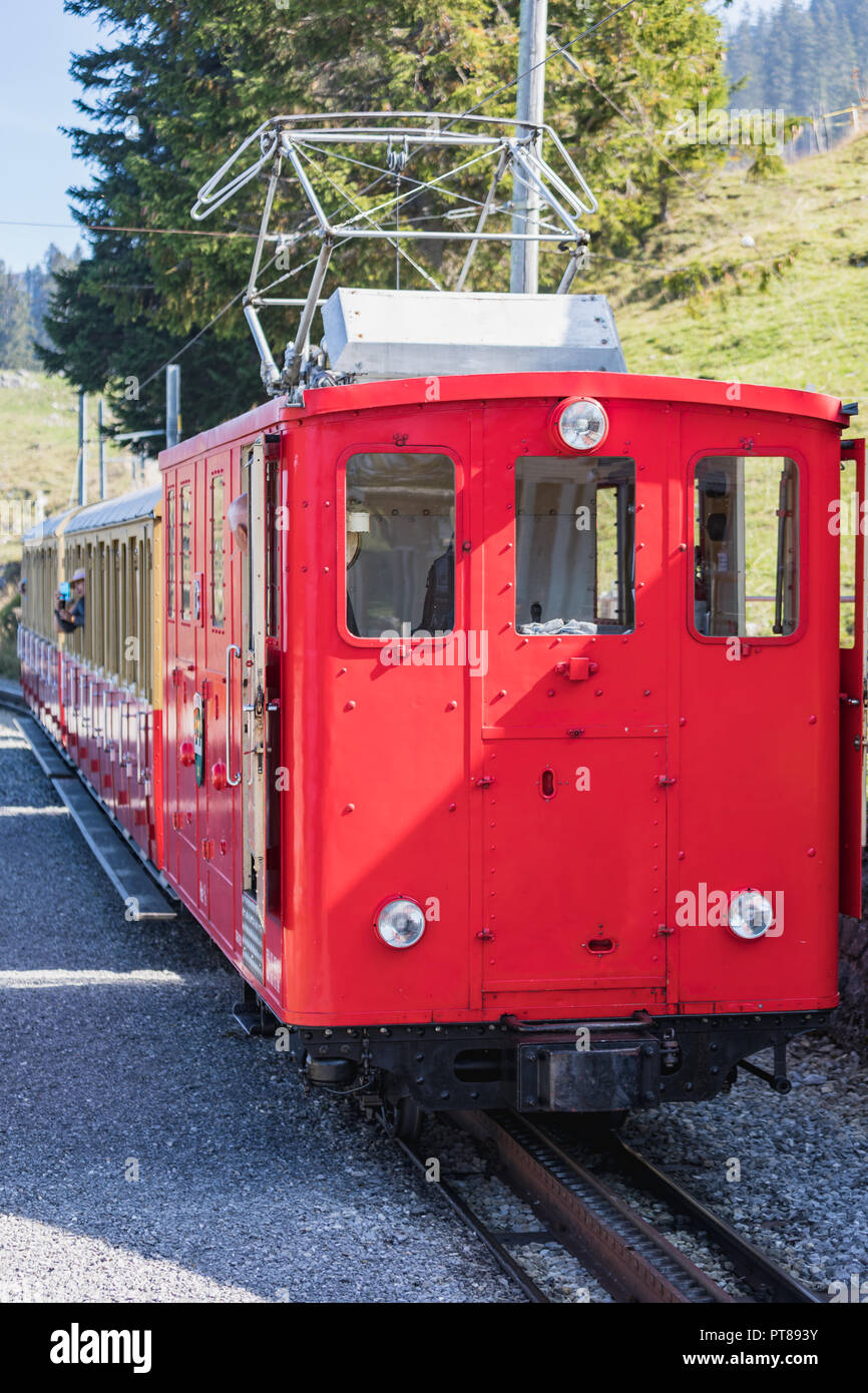 Old passenger train on his way to Schynige Platte from Interlaken ...