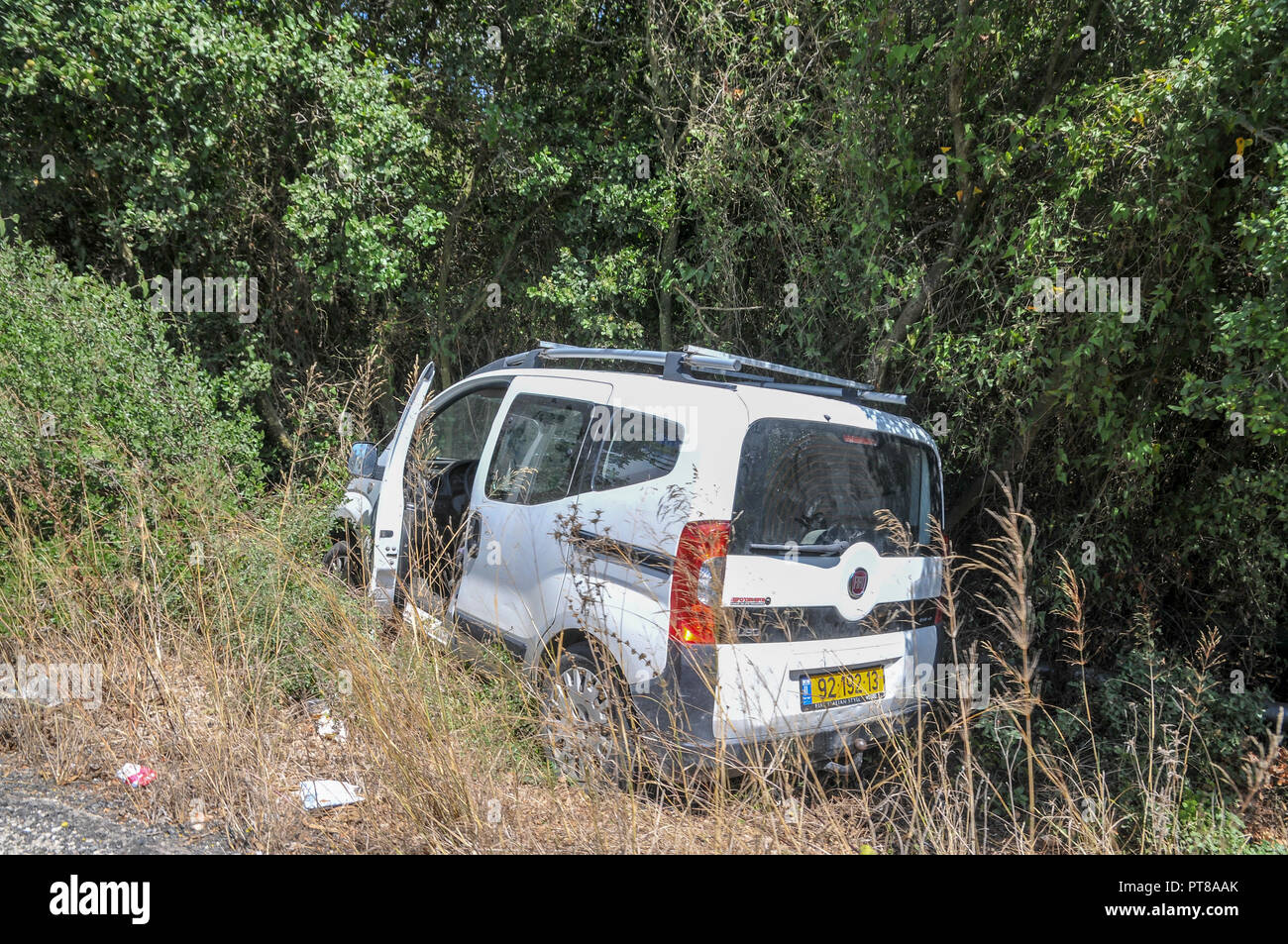 Car in a ditch on the side of the road after the driver had lost ...