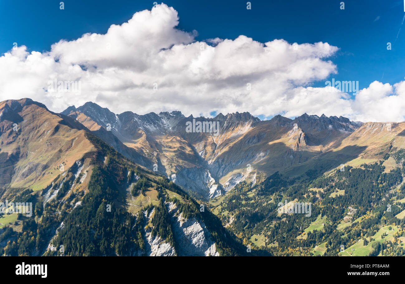 mountain panorama landscape in the Swiss Alps in early autumn Stock ...